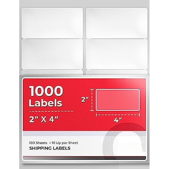 enKo 2 x 4 Inch Label - White Blank - 10 Up Address Mailing Labels for ...