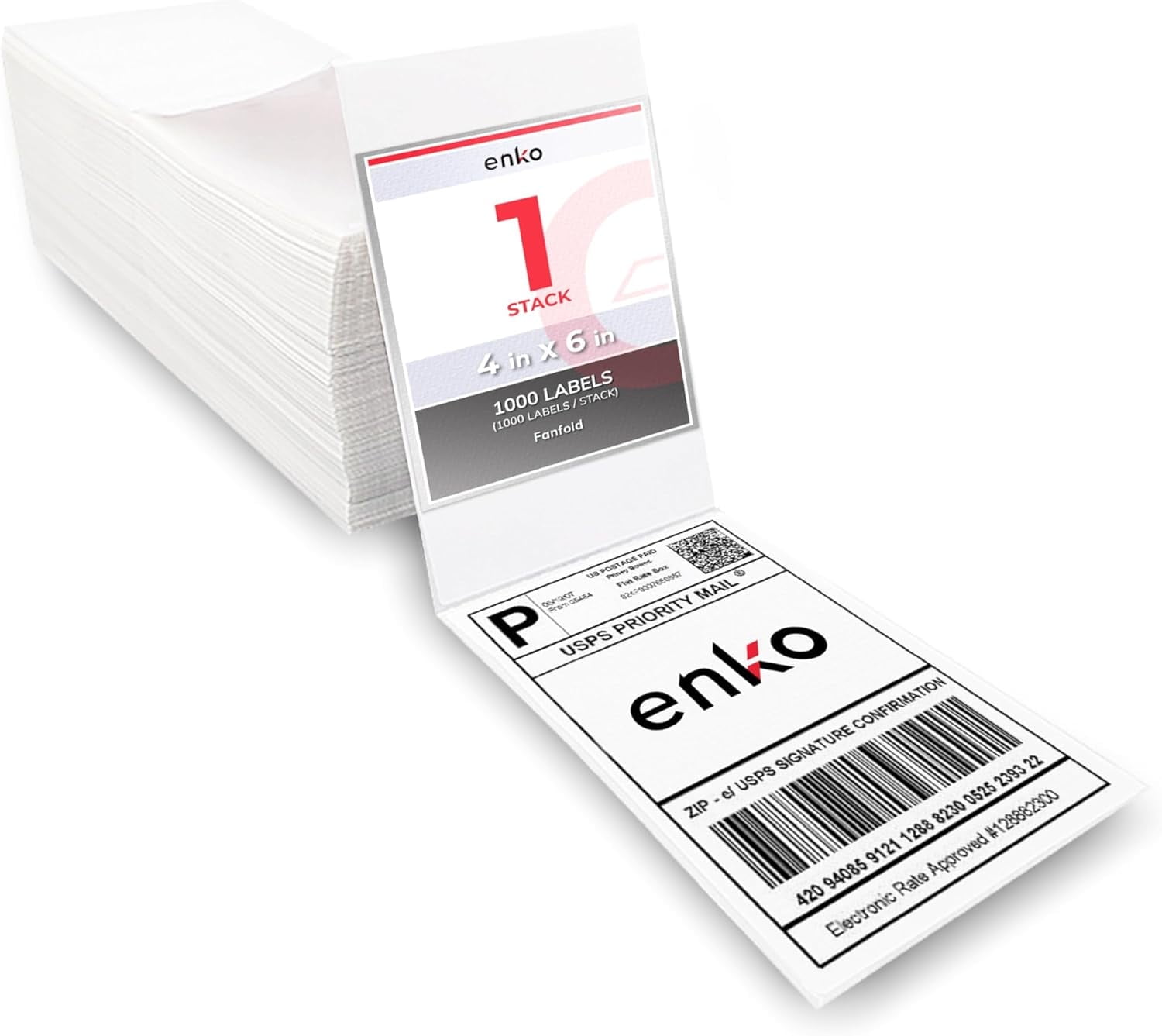 enKo 4x6 Thermal Fan Fold Labels Compatible for Rollo Printer - 1 Stack ...