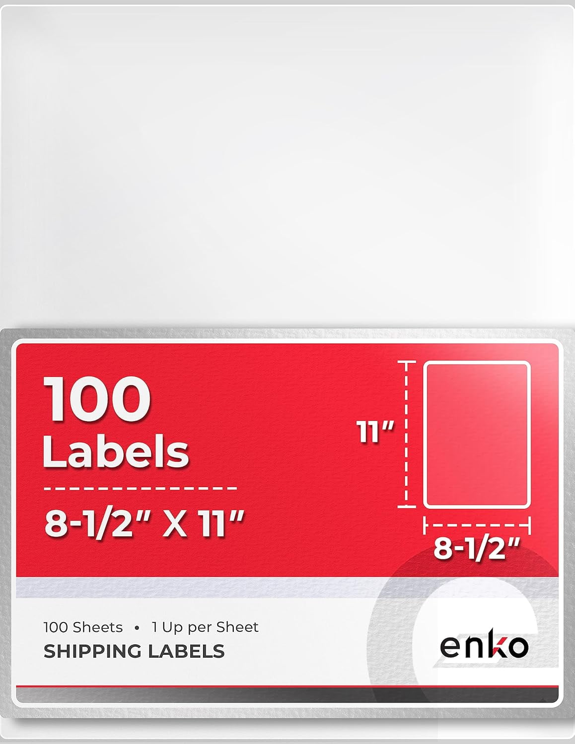 enKo - 8-1/2 x 11 Inch Label - White Blank - 1 Per Sheet Full Shipping Address Labels for Laser ...