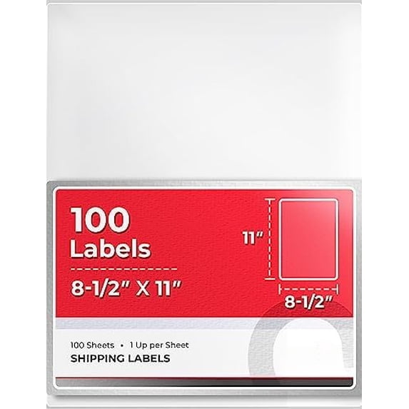 enKo 8-1/2 x 11 Inch Label - White Blank - 1 Per Sheet Full Shipping ...