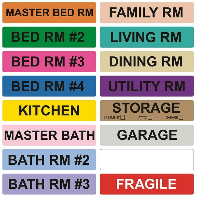enKo - Home Moving Packing Labels Stickers for Box - Color Coded for Boxes, Packing Box Fragile ...