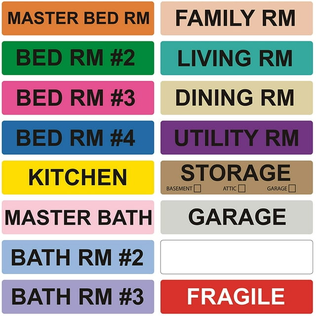 enKo - Home Moving Packing Labels Stickers for Box - Color Coded for ...