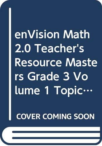 Pre-Owned enVision Math 2.0 Teacher's Resource Masters Grade 3 Volume 1 ...