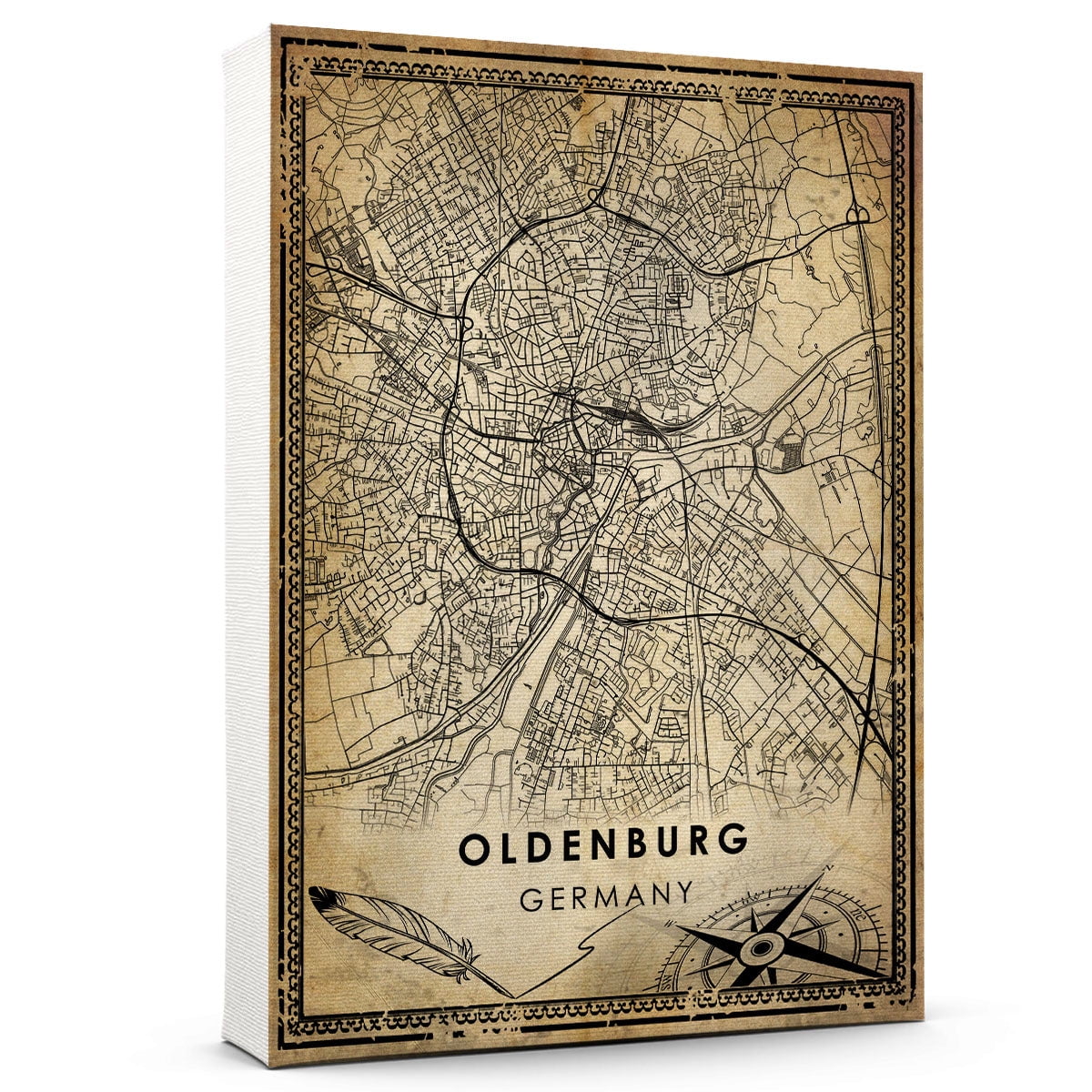 enburg Vintage Map Prints Canvas, Germany Map Art Canvas, Canvas, enburg Map City style vintage ...