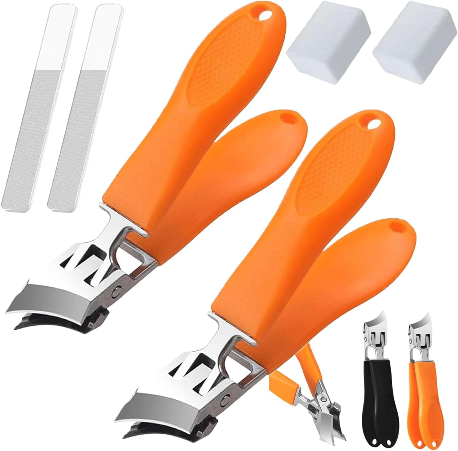 enkfyh Prosperousm-D Nail Clippers, 2PCS Wide Jaw Opening Anti-Splash Slanted Nail Clipper, Long ...