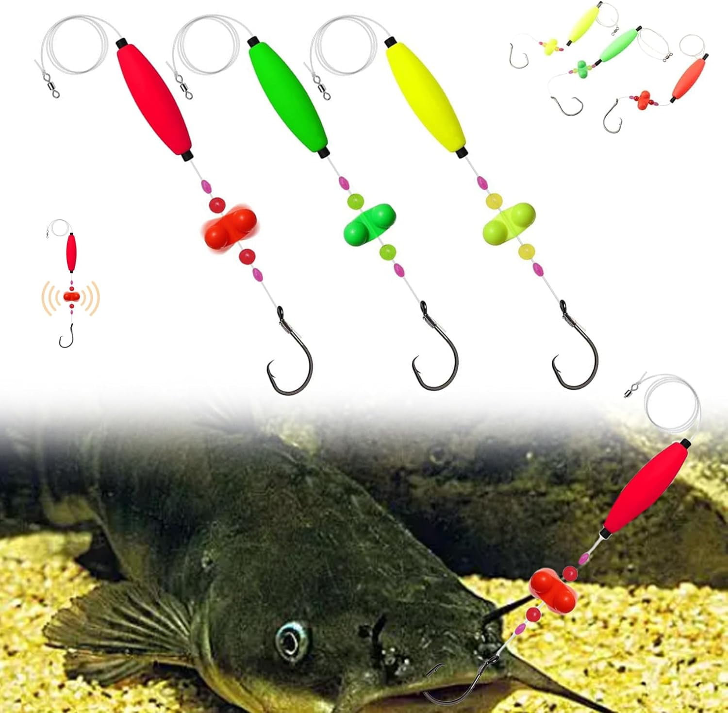 enkfyh Visulong Catfish Fishing Set, 23in 6/0 8/0 Takedown Rigs Catfish ...