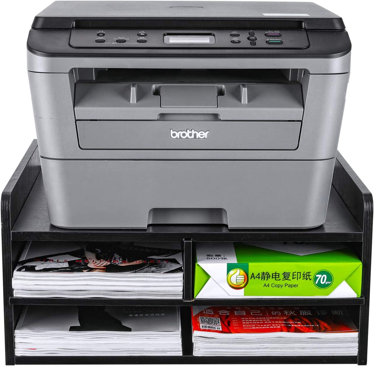 enshijinzi 3 Tier Desktop Printer Stand with Storage, Paper Storage ...