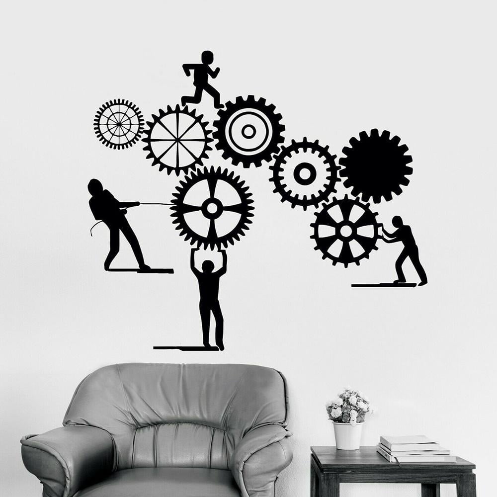 enterprise office Wall Decal Teamwork Mechanism People Gears Vinyl Wall ...