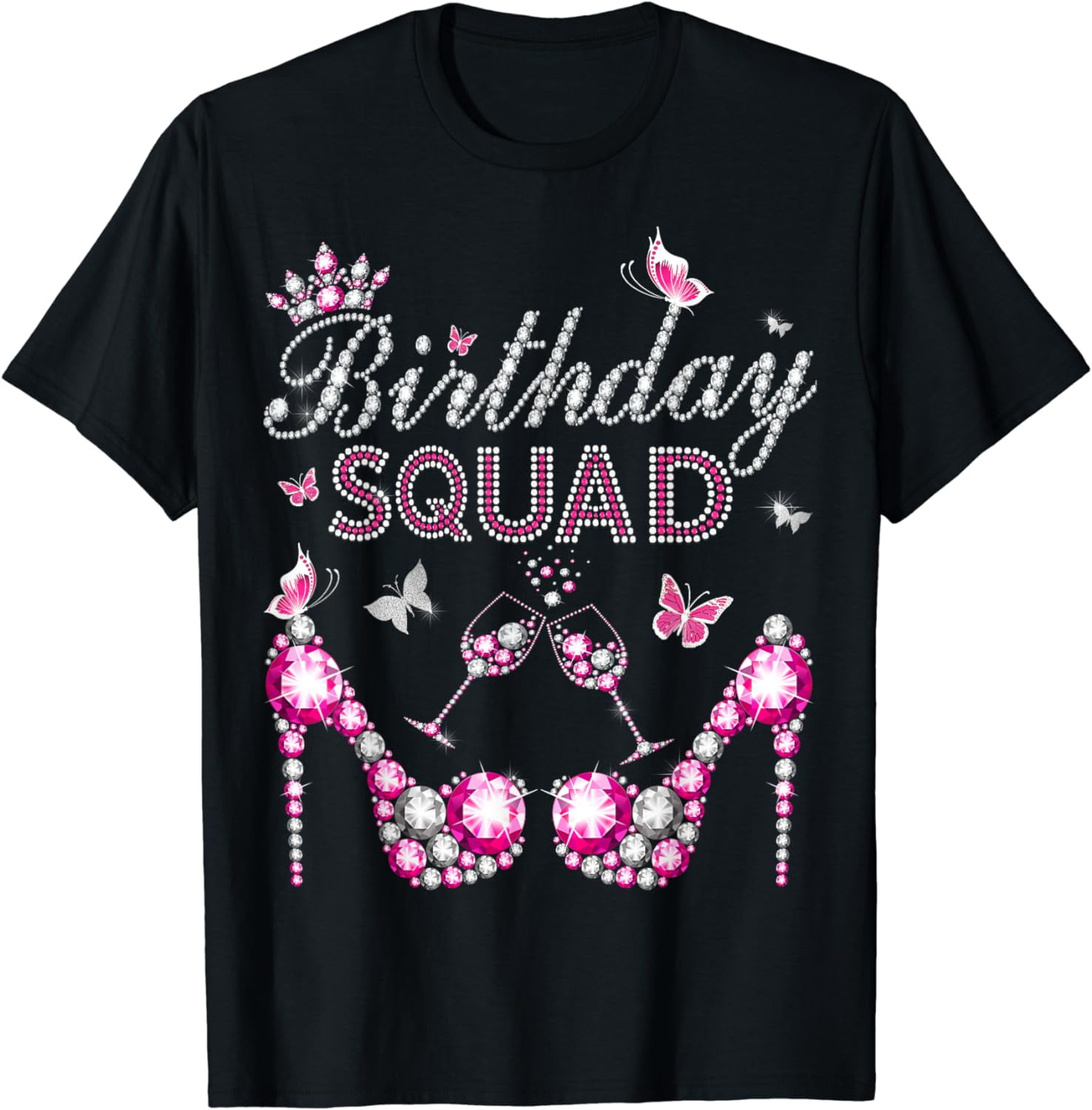 entourage birthday shirts Birthday squad girls crown heels Cotton T ...