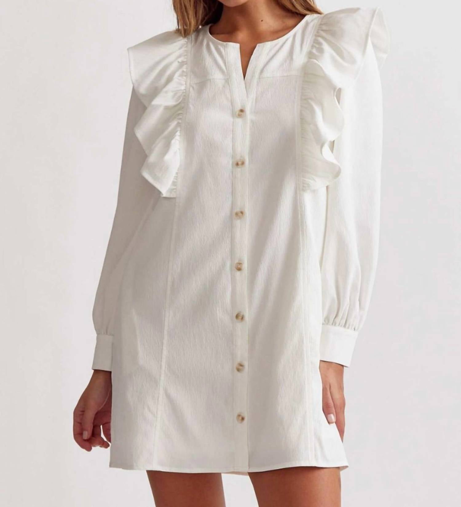 entro Button Up Ruffle Detail Dress - Walmart.com