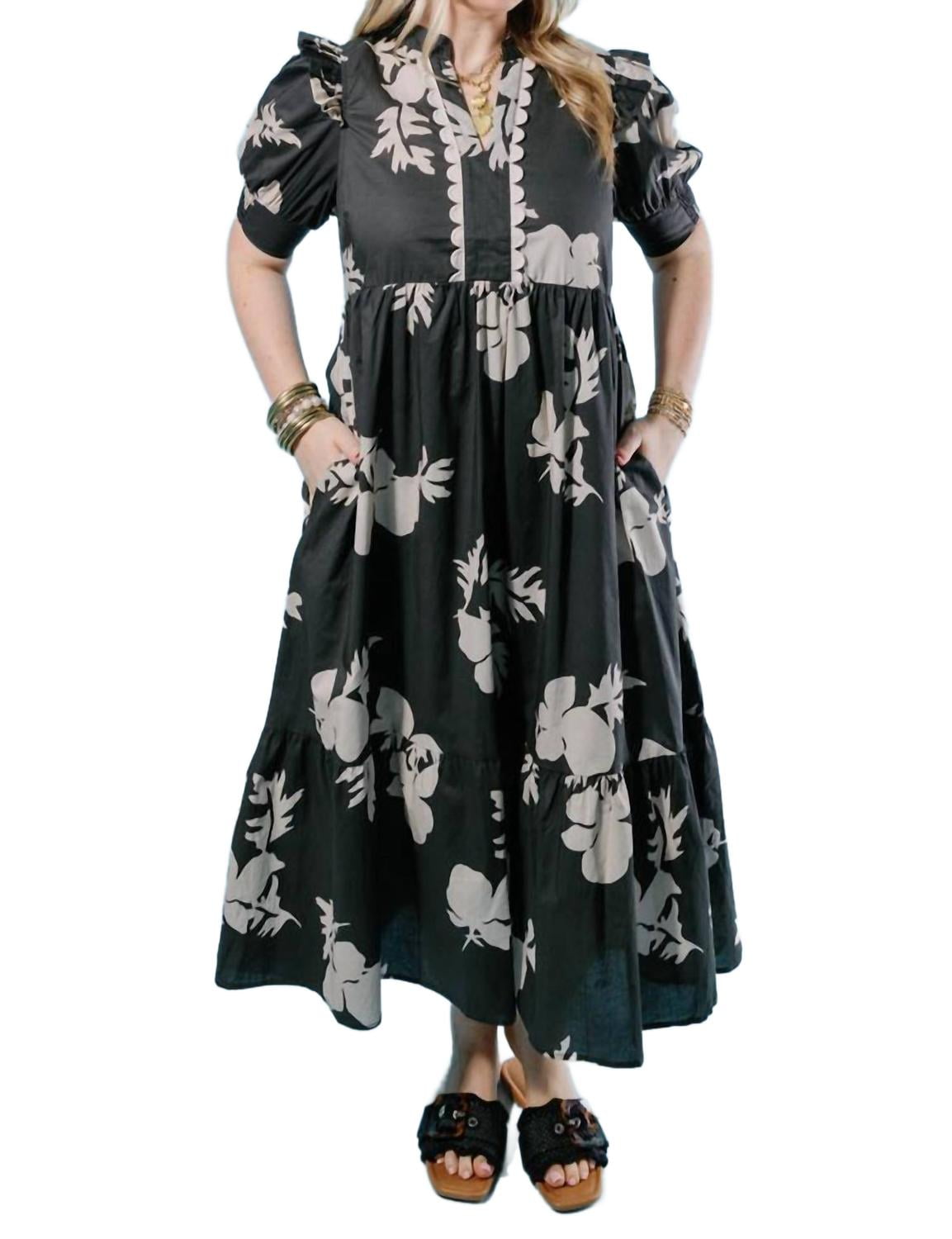 Entro Floral Midi Dress With Scallop Detail - Walmart.com