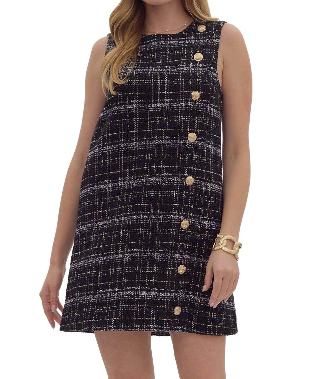 entro Tweed Button Mini Dress - Walmart.com