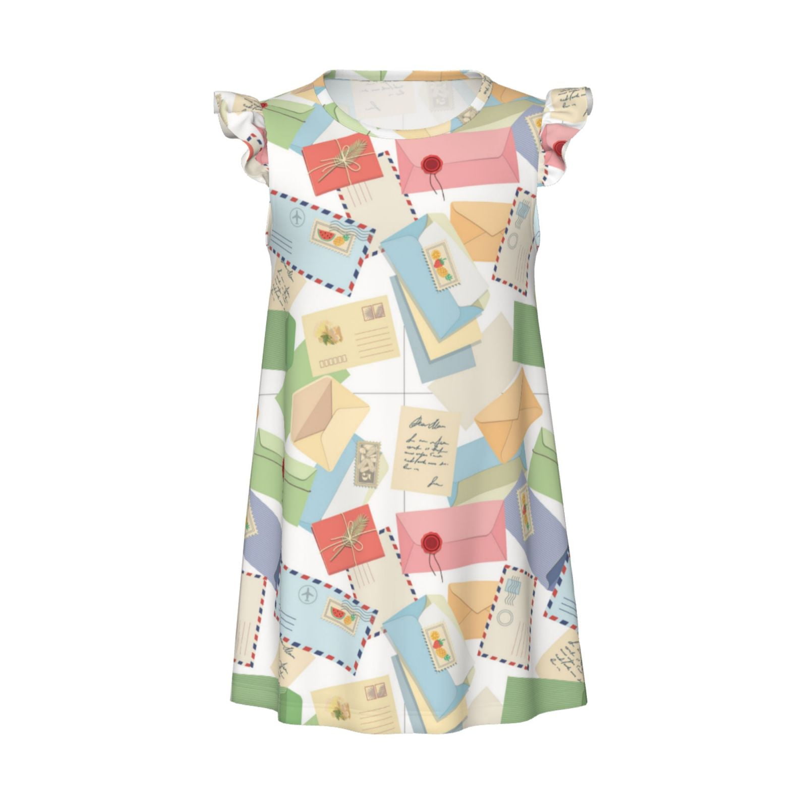 envelope Pattern color Girls Nightgown, Flutter Short Sleeves Night ...