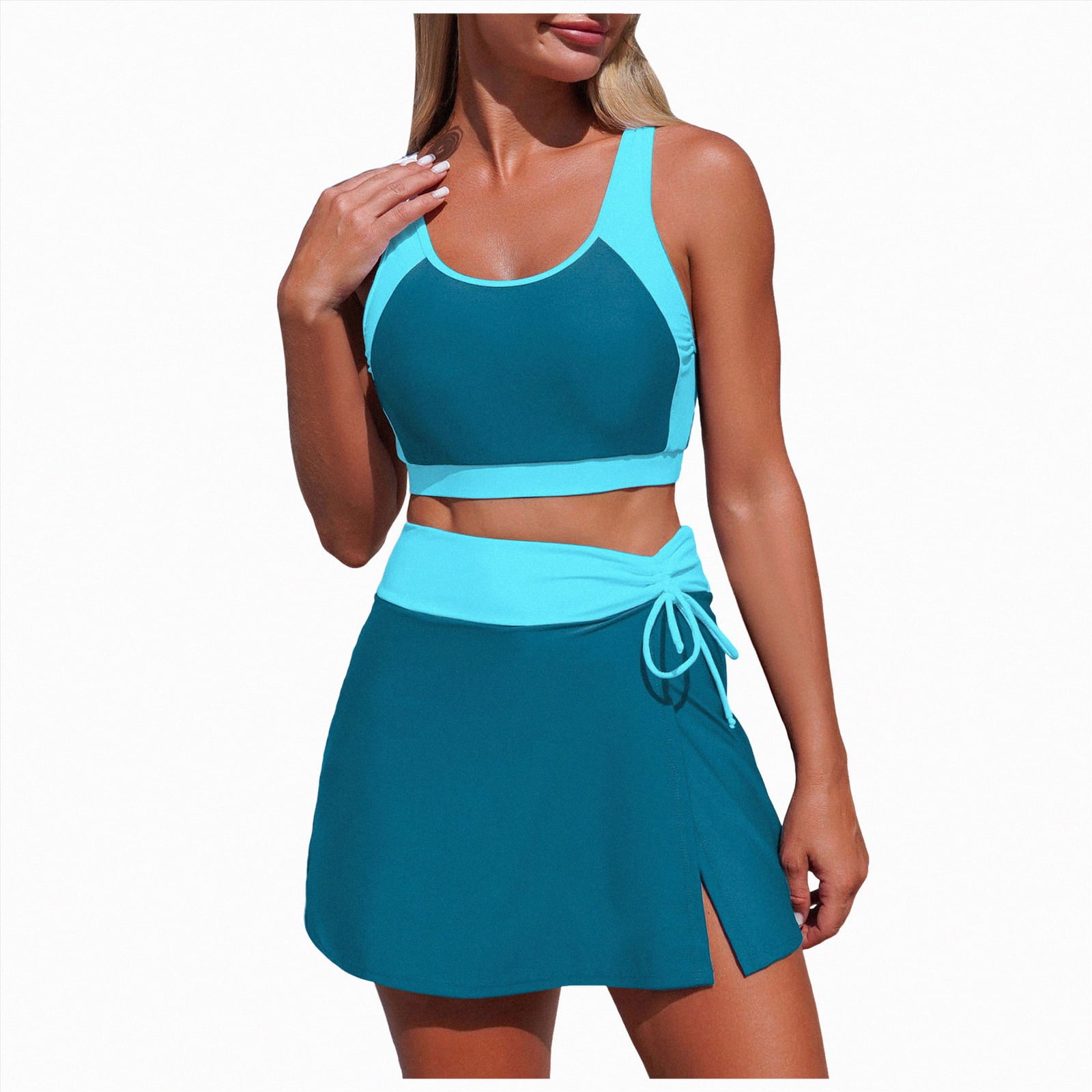 enyan Bikini Set for Women Two Piece Swimsuit V Neck Triangle Top Wide ...