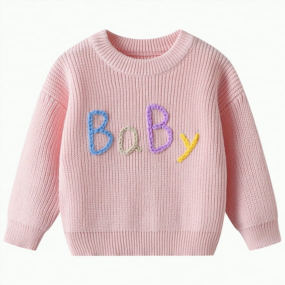 enyan Boys Sweater Girl Boy Kids Knit Sweater Cute Round Neck Long ...