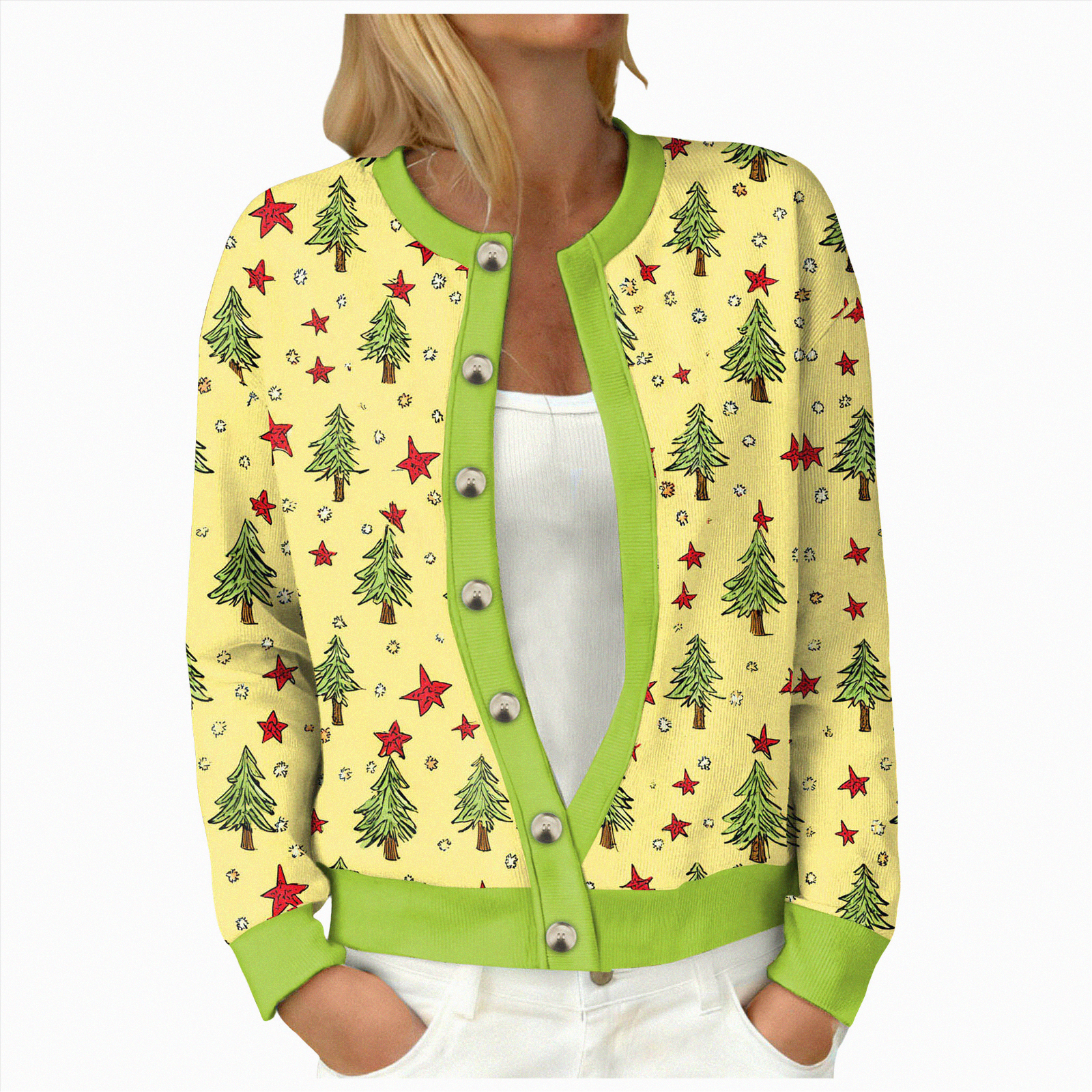 enyan Cardigan For Women Women's Open Front Long Sleeve Boyfriend Knit ...