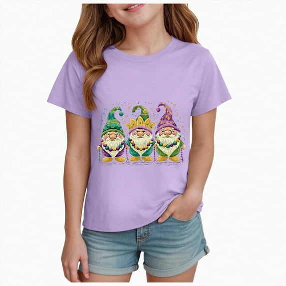 enyan Carnival Girls Short Sleeve T Shirts Summer Tops Basic Slim Fit ...