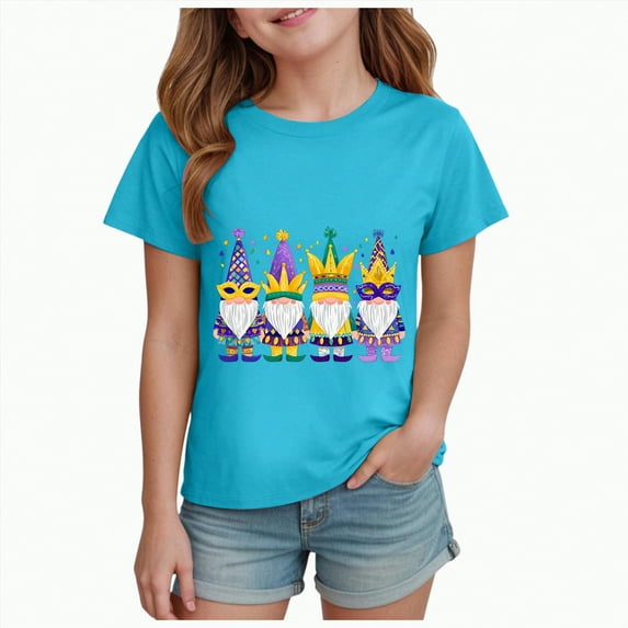 enyan Carnival Girls Short Sleeve T Shirts Summer Tops Basic Slim Fit ...