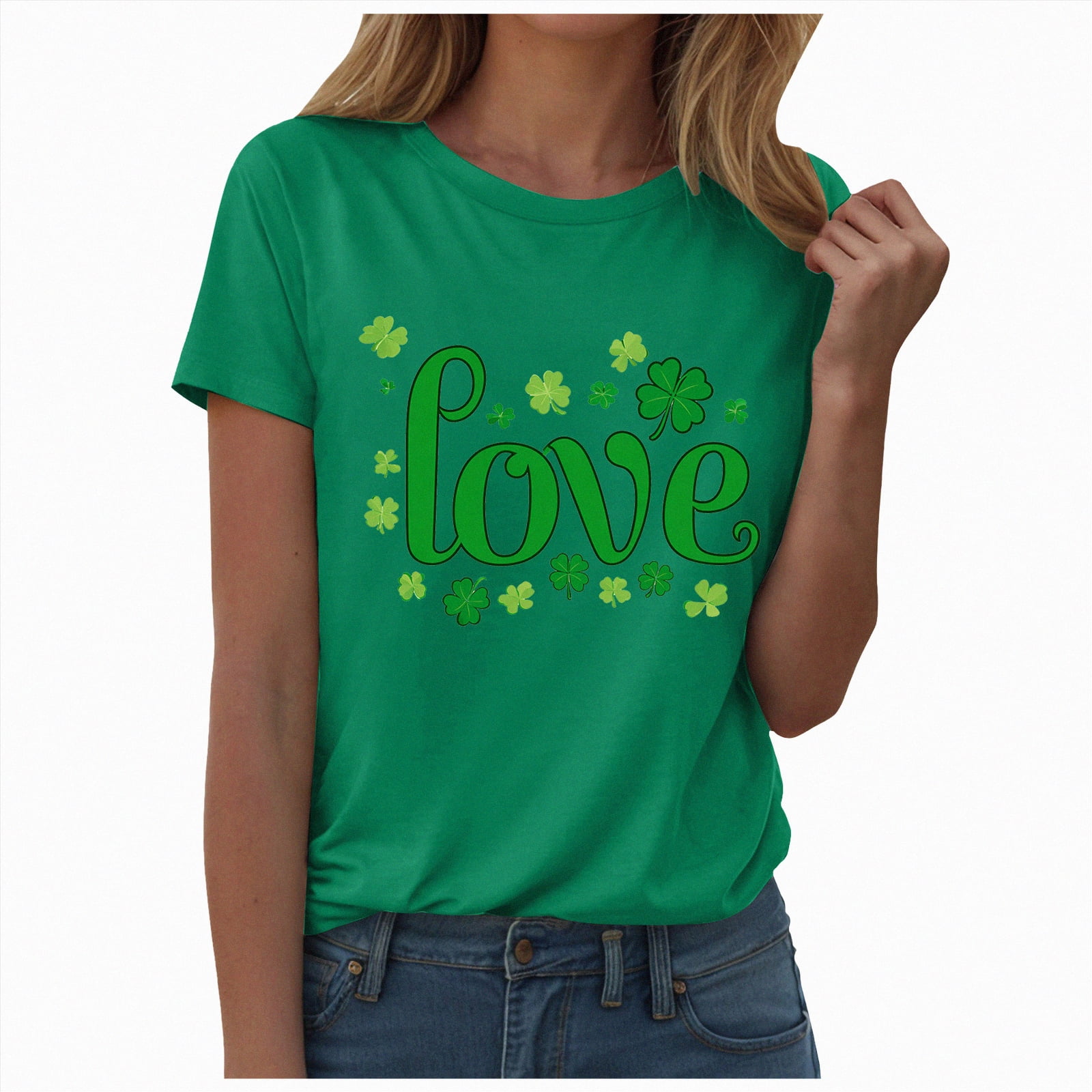 enyan Crew Neck Shirts for Women Four-Leaf Clover Shirt Merry and ...