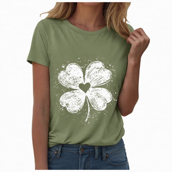 enyan Crew Neck Shirts for Women Four-Leaf Clover Shirt Merry and ...
