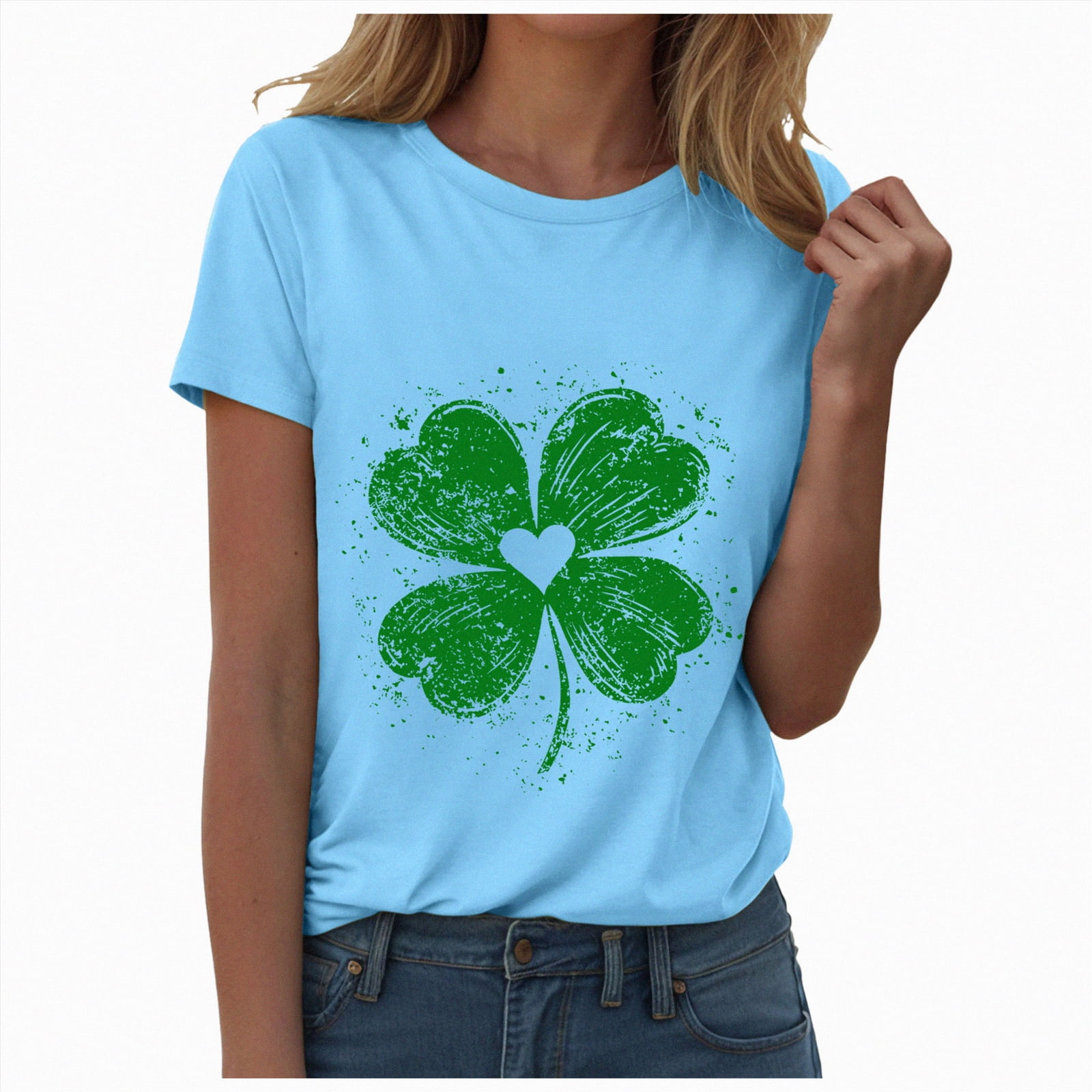 enyan Crew Neck Shirts for Women Four-Leaf Clover Shirt Merry and ...