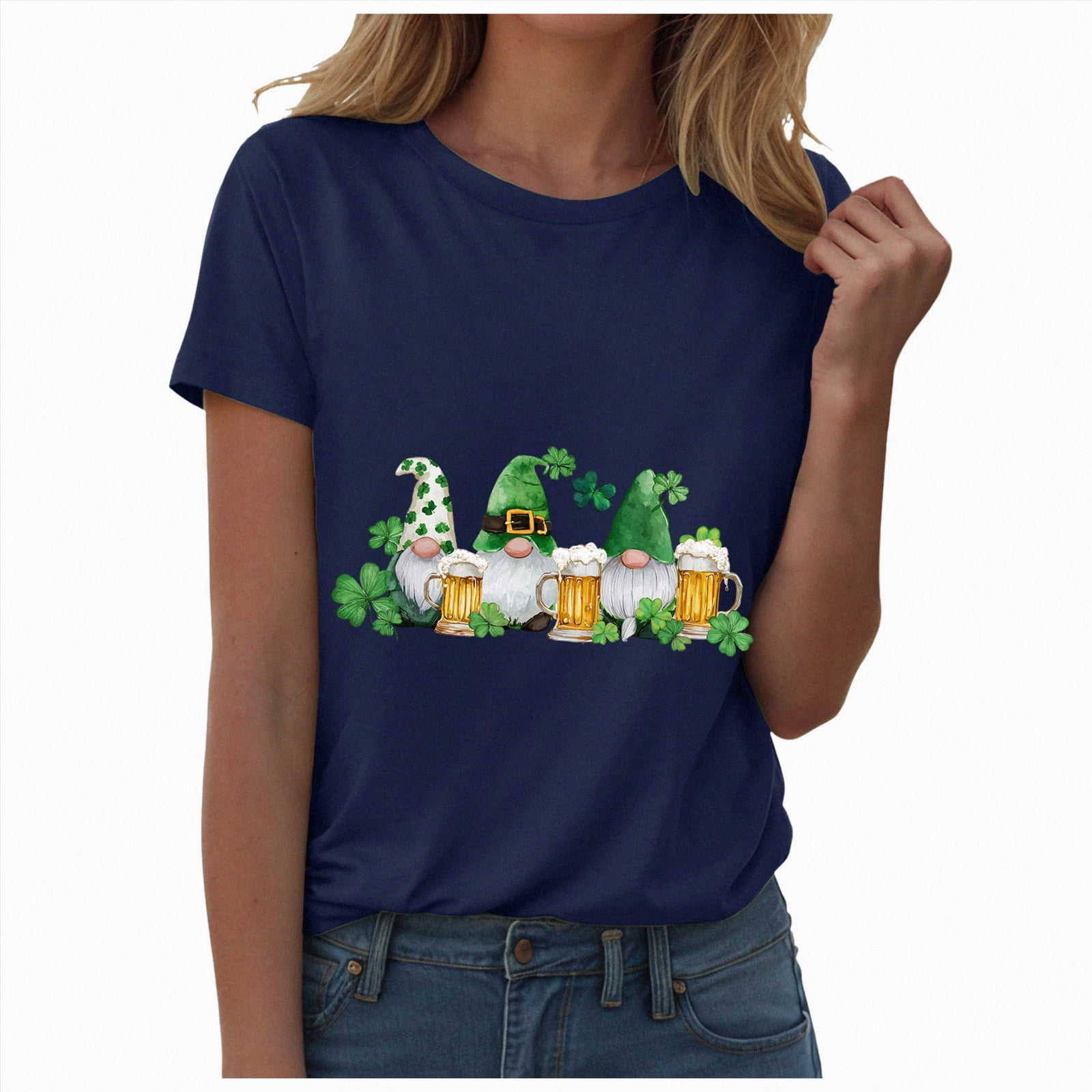 enyan Crew Neck Shirts for Women Four-Leaf Clover Shirt Merry and ...