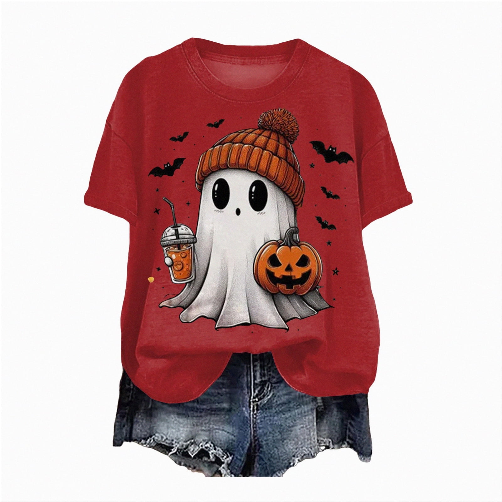enyan Funny Halloween Women'sTee Shirts Printing Crew Neck Shirt Funny ...