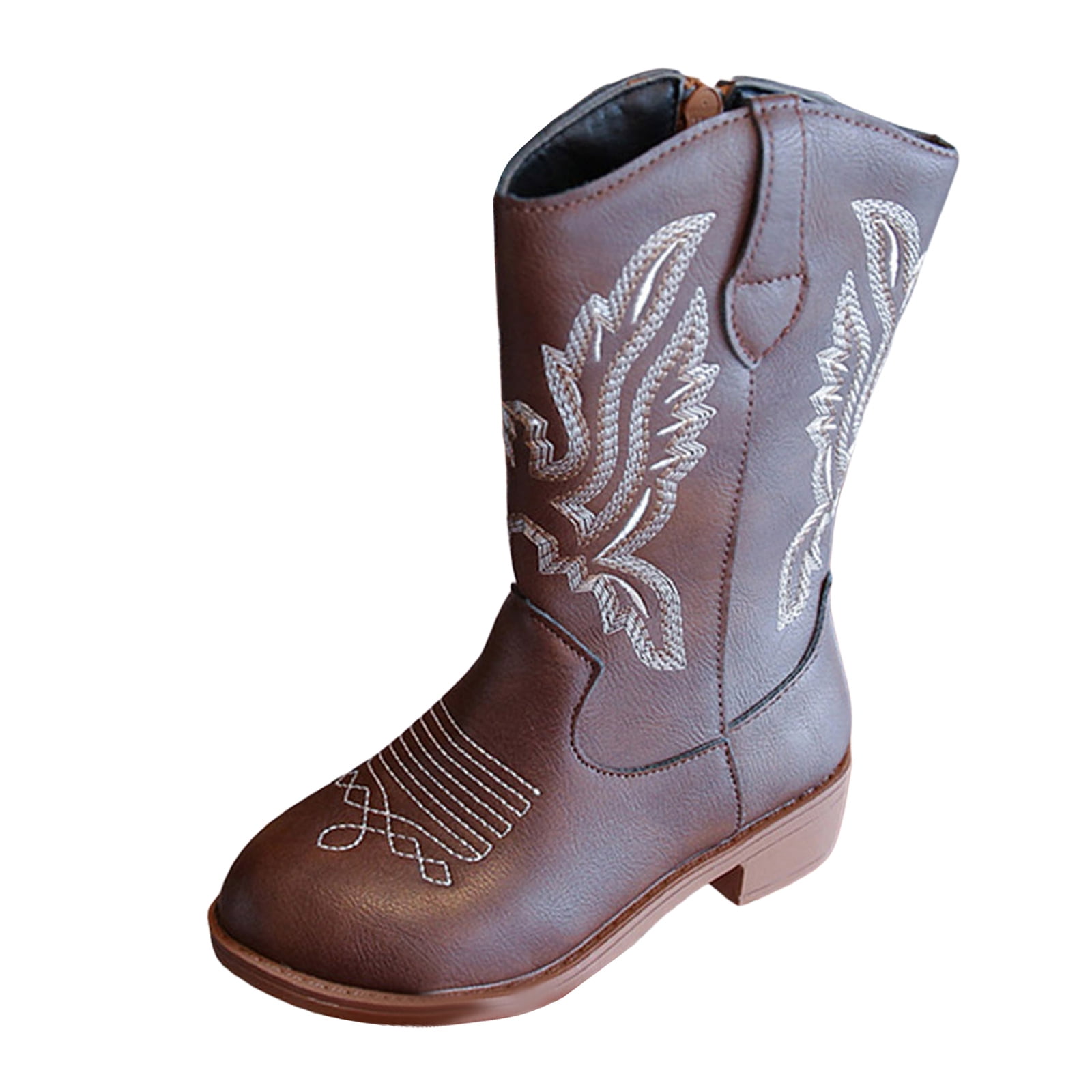 enyan Girls Fall Boots Cowgirl Boots for Little Girls Mid Calf Pointed ...
