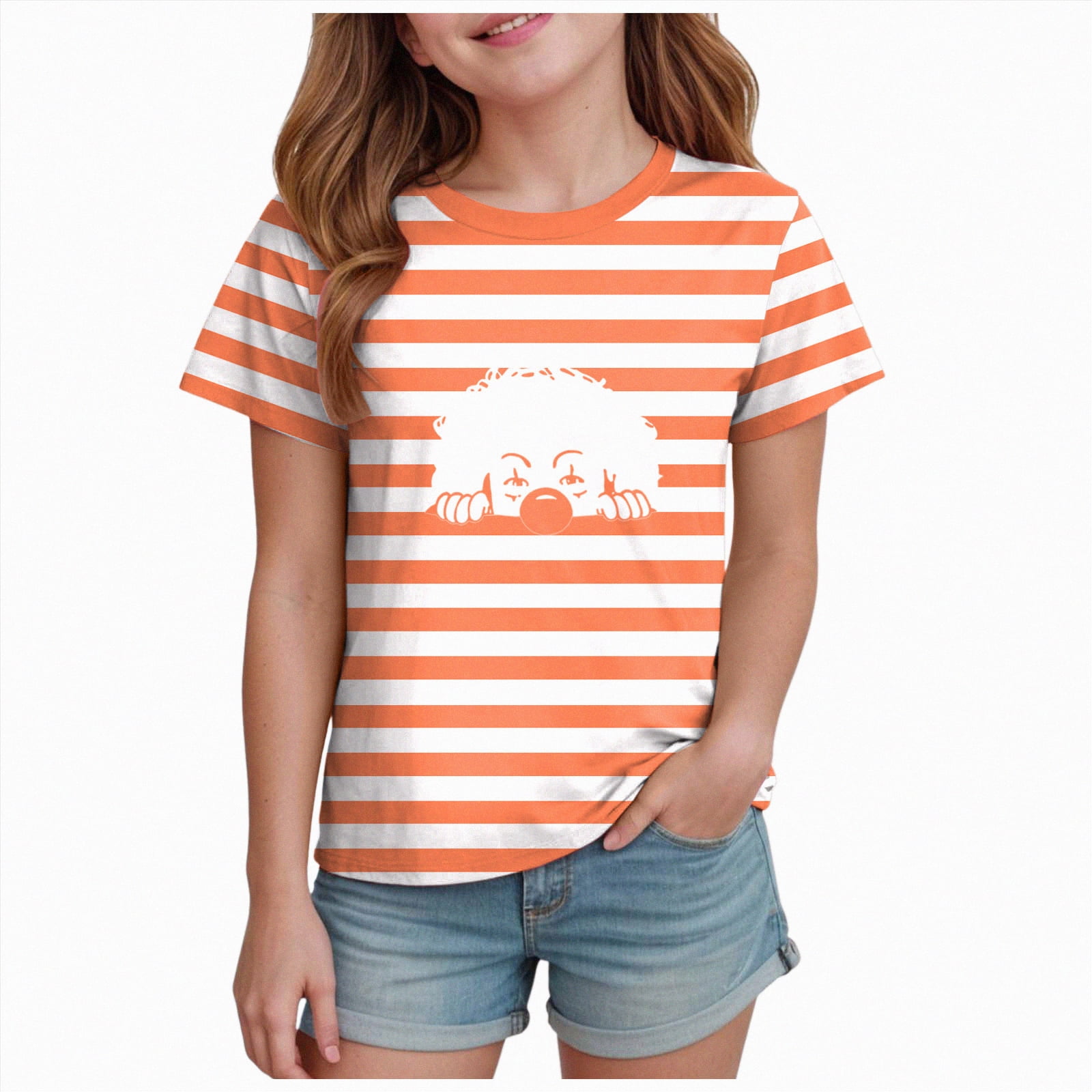 enyan Girls' Half Sleeve T Shirts Kids Crewneck Summer Casual Tops ...