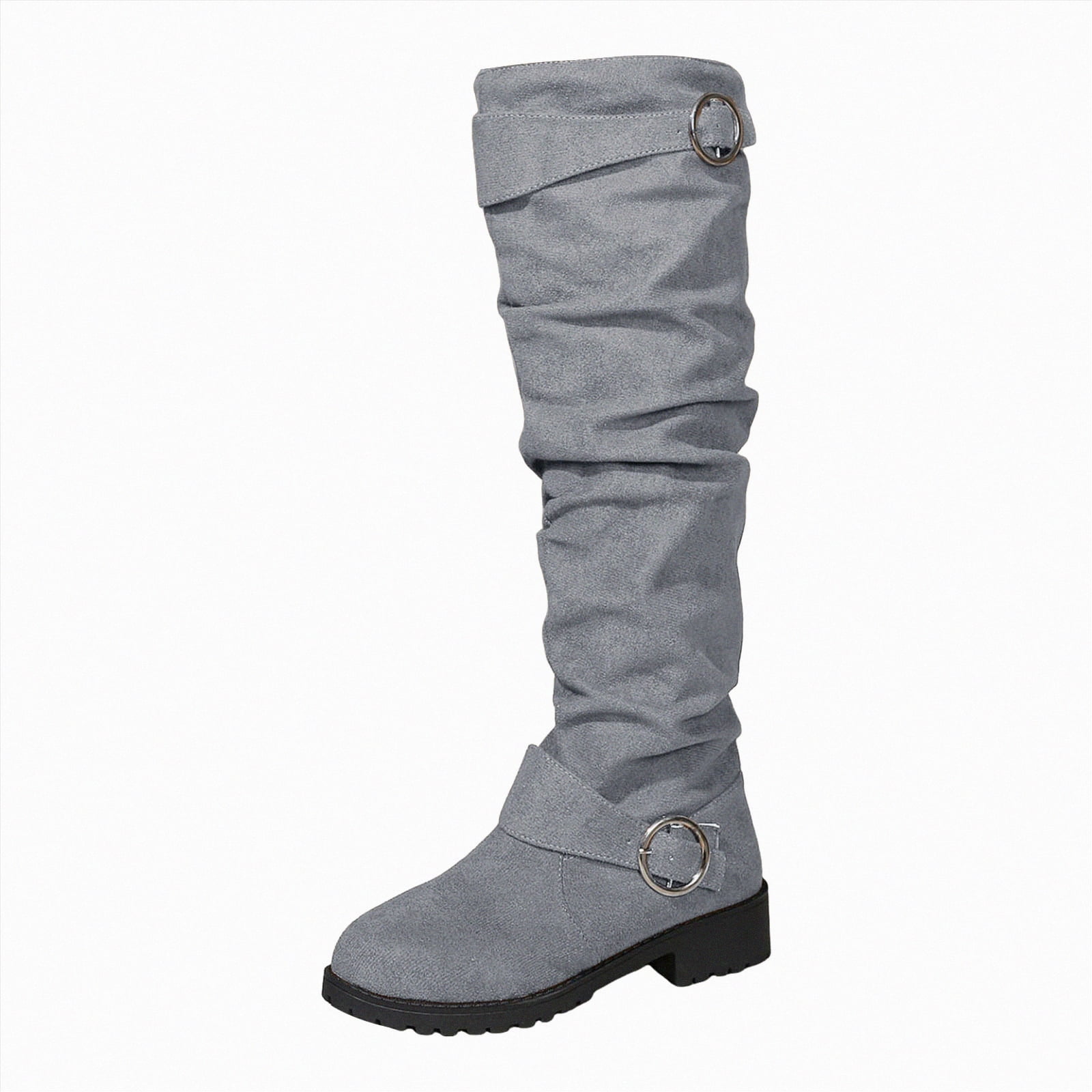 enyan High Boots Knee High Boots Women Chunky Heel Square Toe Heeled ...
