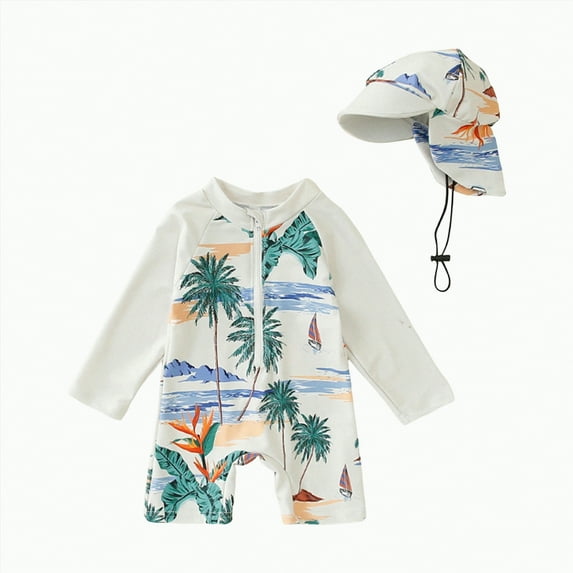 enyan Little Boys Swim Trunks Boys Rash Guard Swim Set with Swim Trunks ...