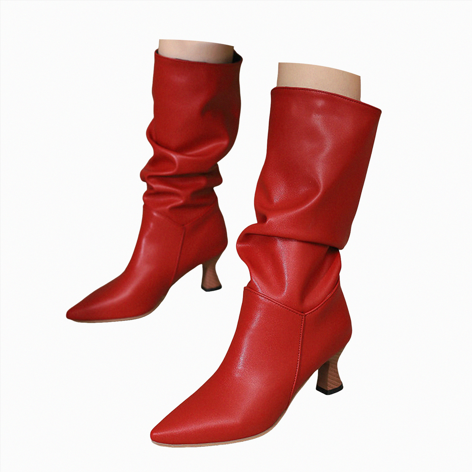 enyan Mid Calf Boots for Women Wide Mid-Calf Boots for Women Slip-on ...