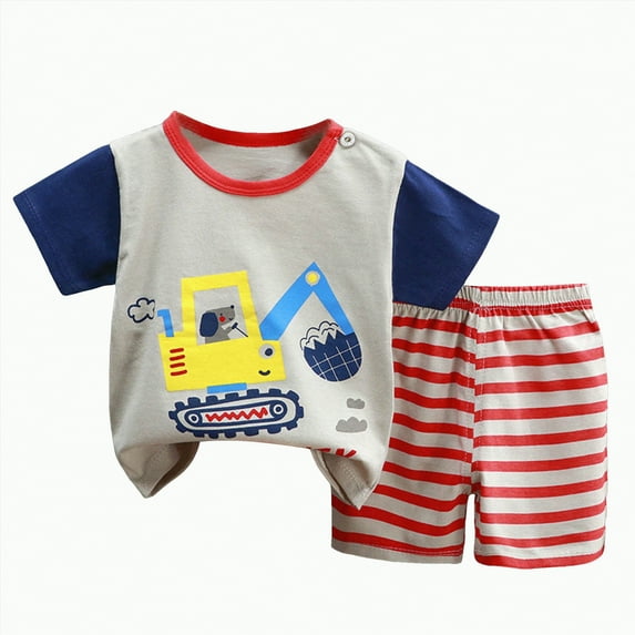 enyan Toddler Baby Boy Summer Outfit Patchwork Short Sleeve T Shirt Top ...