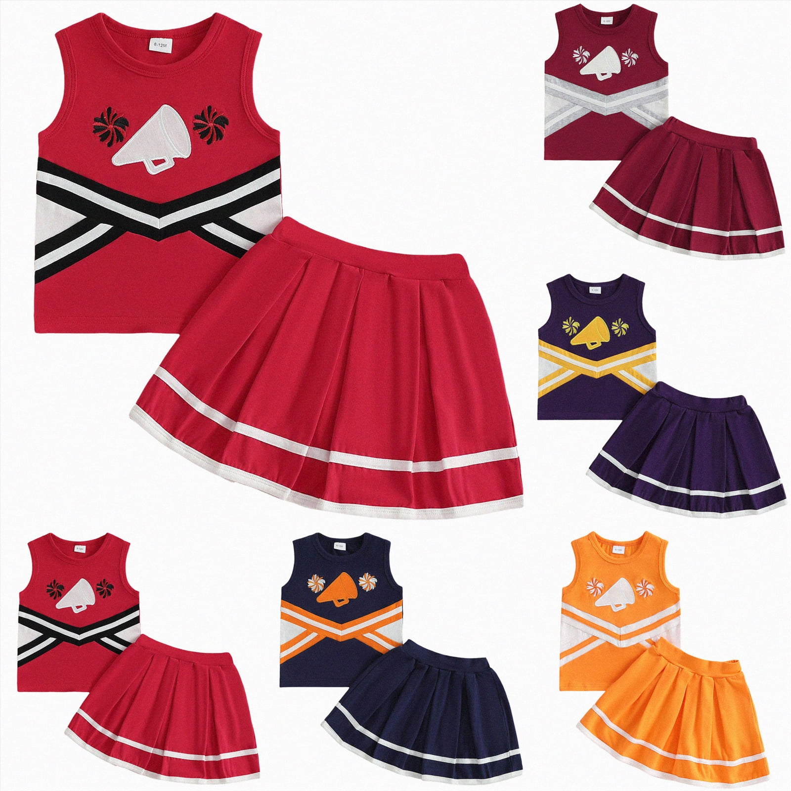 enyan Toddler Baby Girl Cheerleader Outfit Shirt Tops Skirt Set Cheer ...