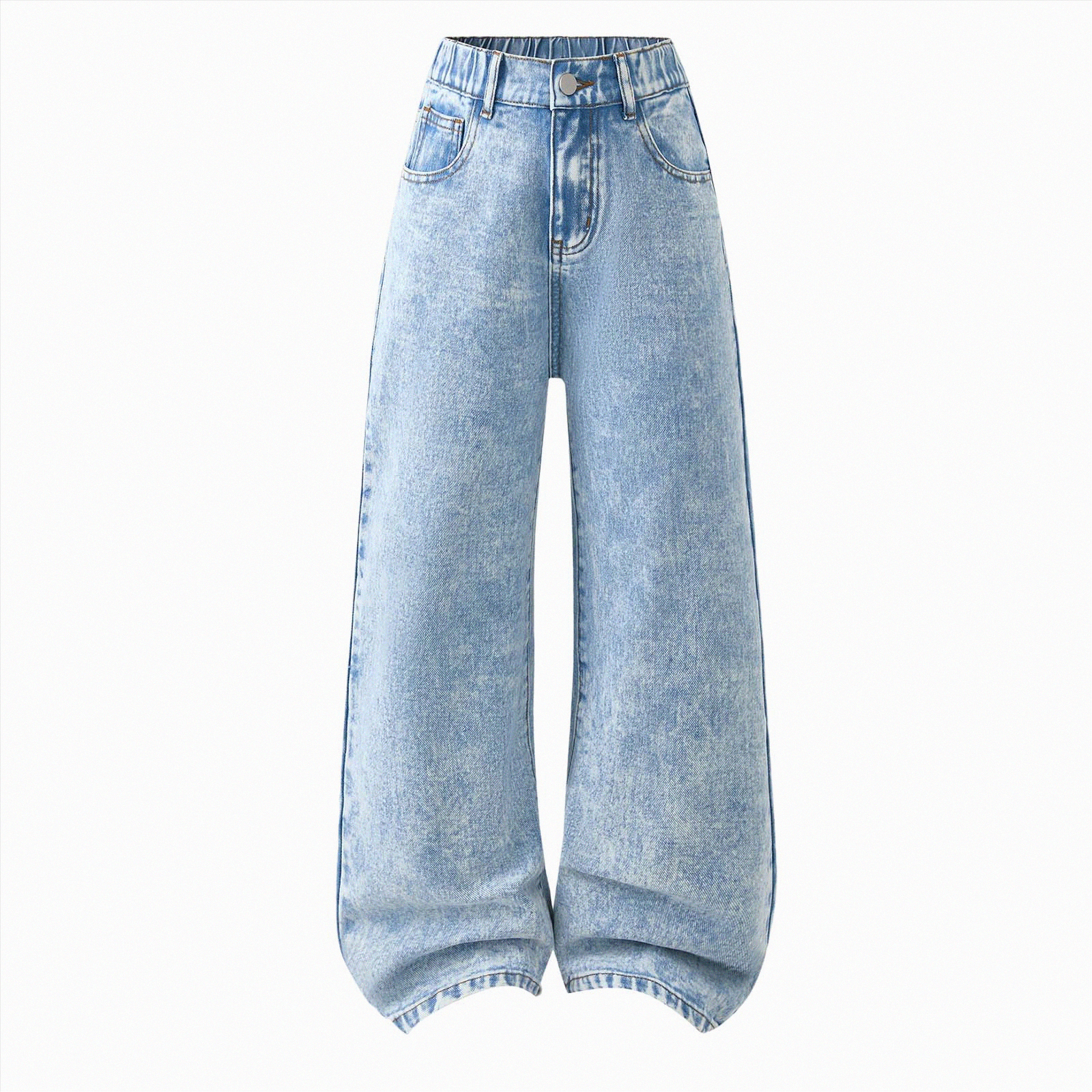 enyan Toddler Girls Jeans Kids Elastic Waist Straight Leg Denim Pants ...