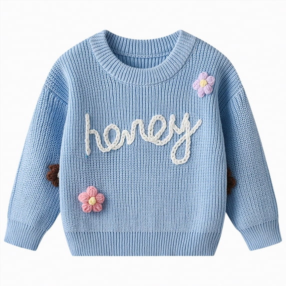 enyan Toddler Girls Sweater Kids Sweater Simple Solid Color Ribbed Knit ...