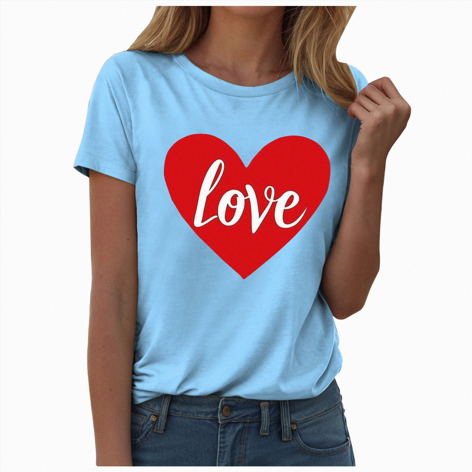 enyan Valentine's Day Women's T-Shirts Womens Basic T Shirts Summer ...