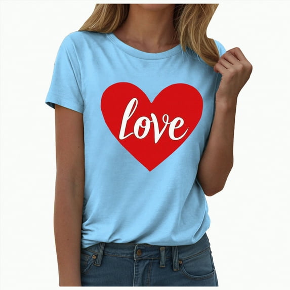 enyan Valentine's Day Women's T-Shirts Womens Basic T Shirts Summer ...