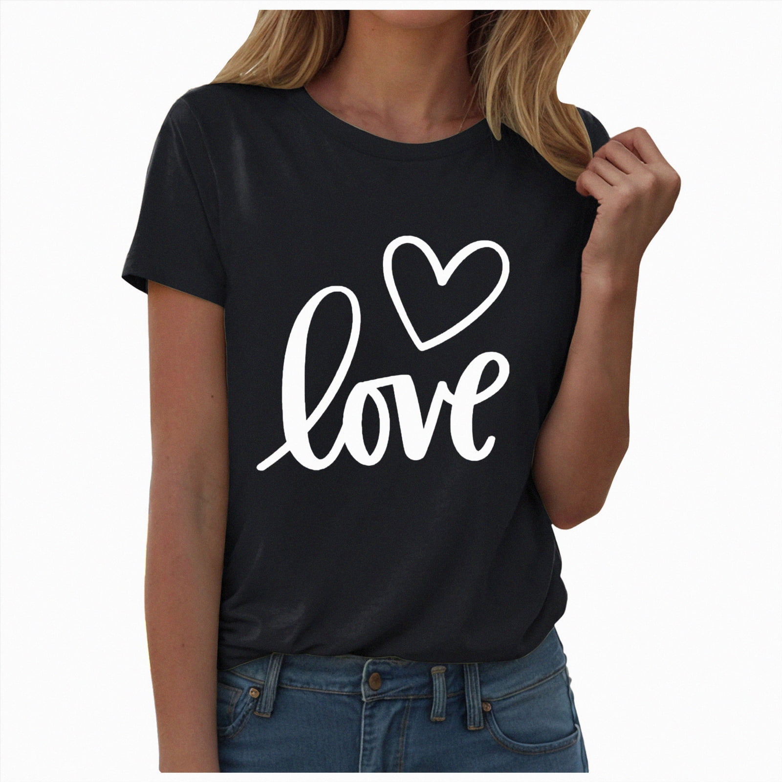 enyan Valentine's Day Womens Basic T Shirts Summer Tops 2026 Crop Short ...