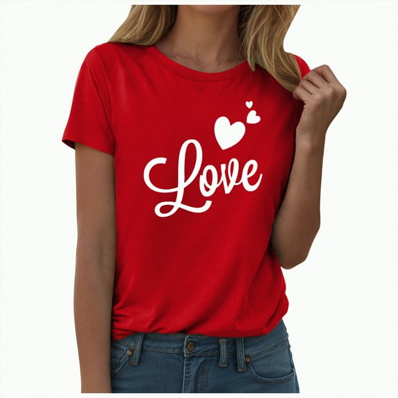 enyan Valentine's Day Womens Basic T Shirts Summer Tops 2026 Crop Short ...