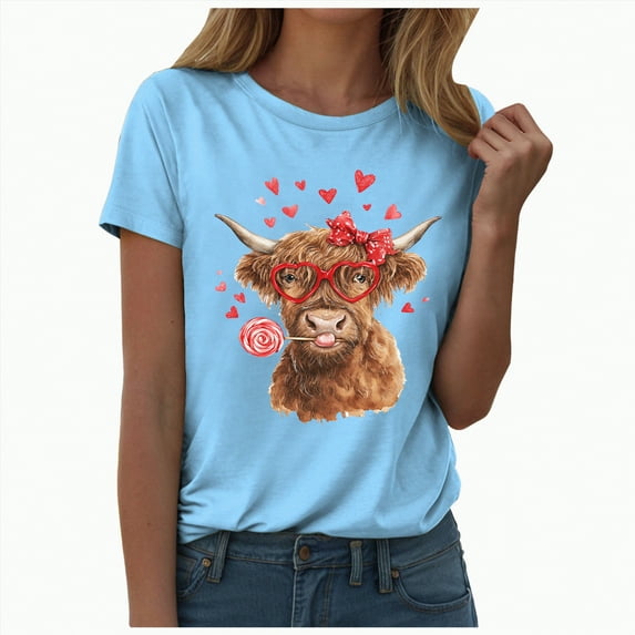 enyan Valentine's Day Womens T-Shirts Womens Short Sleeve T Shirts ...