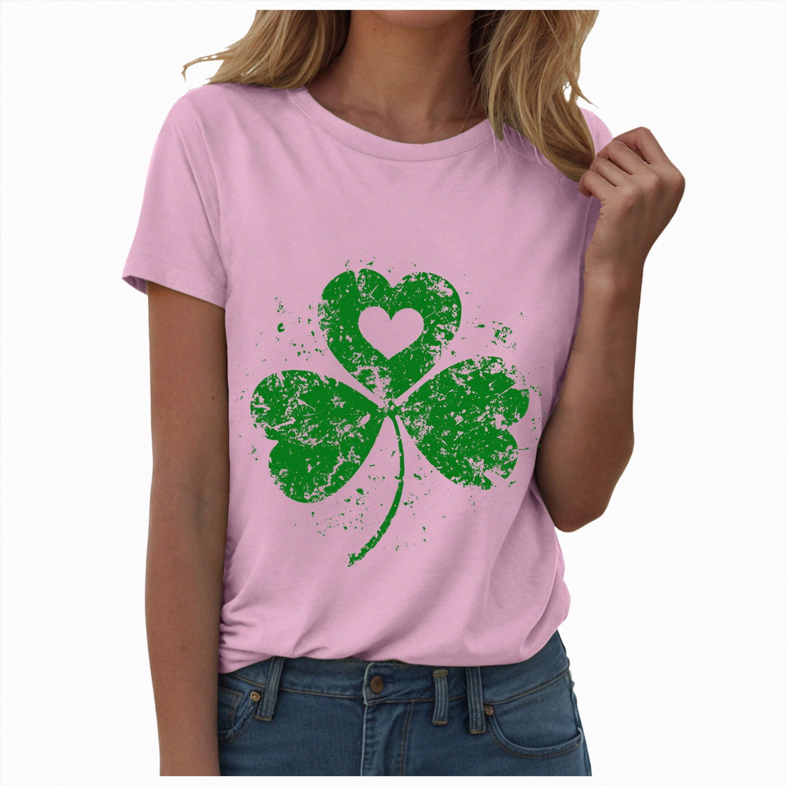 enyan Womans Shirts Hawaiian Beach T Shirts for Women Four-Leaf Clover ...