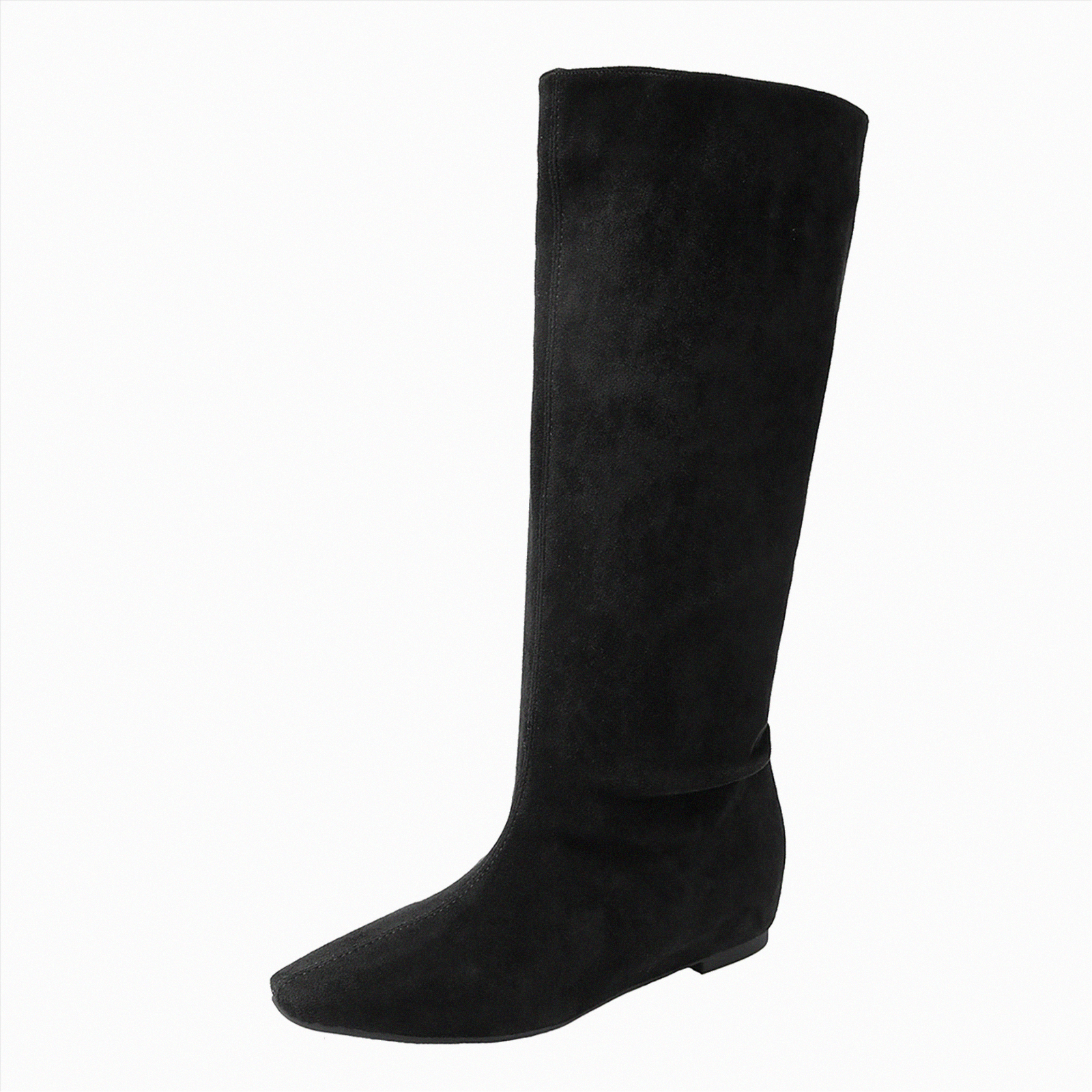 enyan Women's Cowboy Boots Womens Knee High Boots Pointed Toe Suede ...