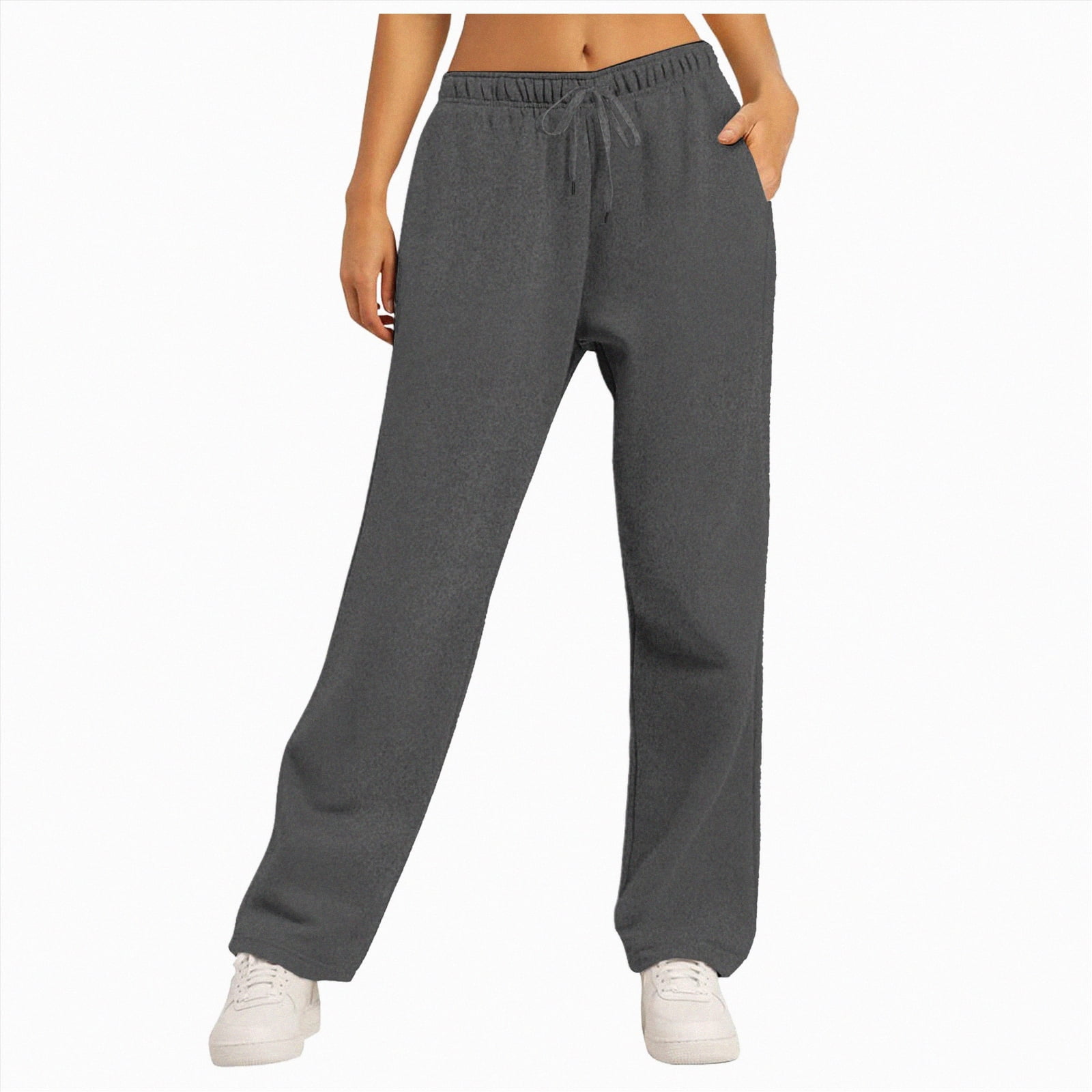 enyan Women's Fleece Lined Sweatpants Wide Leg Thermal Winter Warm ...