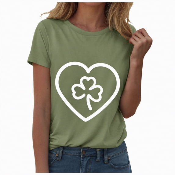 enyan Women's Tops Women's T Shirts Summer Tops Simple Heart Graphic ...