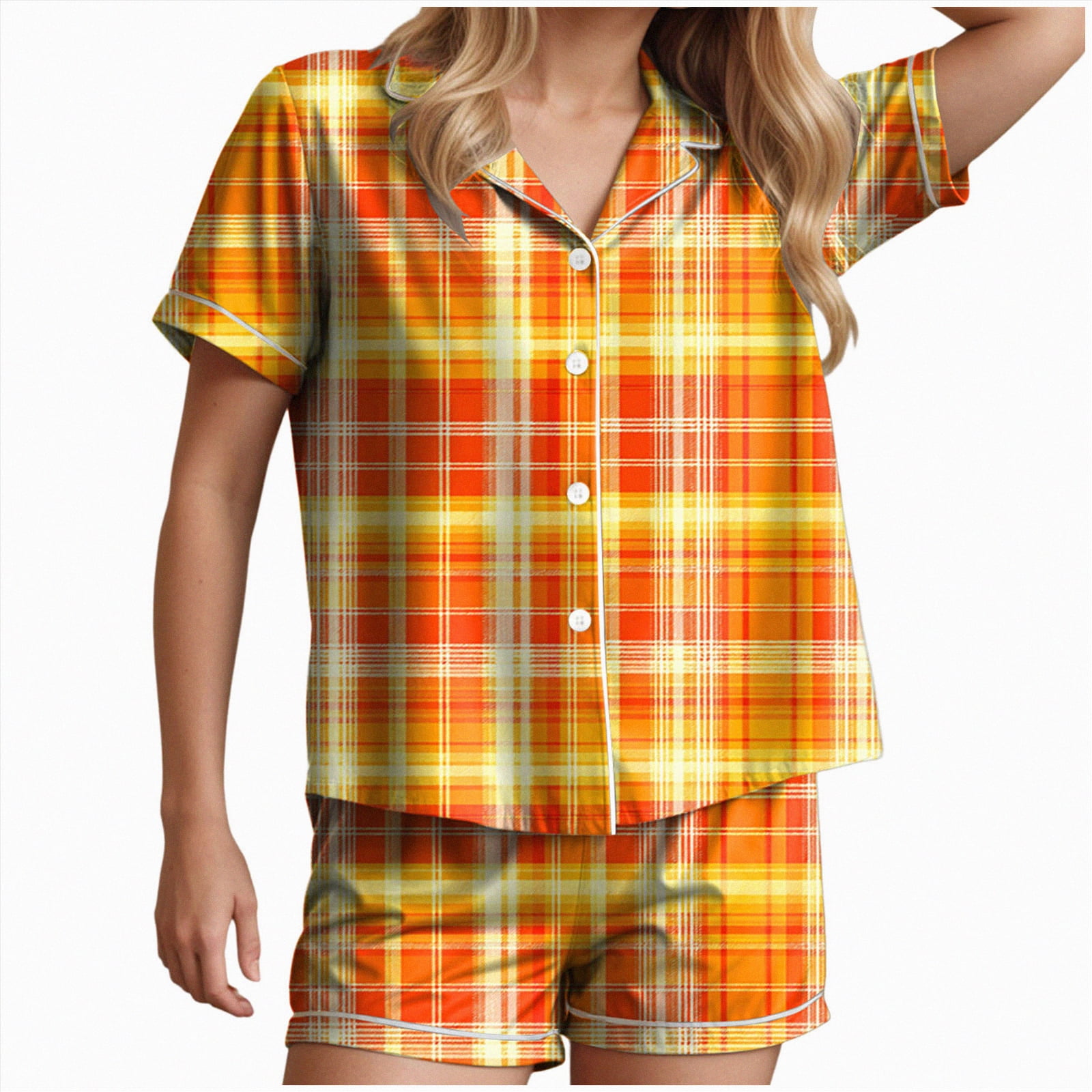 enyan Womens Halloween Pajama Sets Satin Pajamas Set Button Down 2 ...