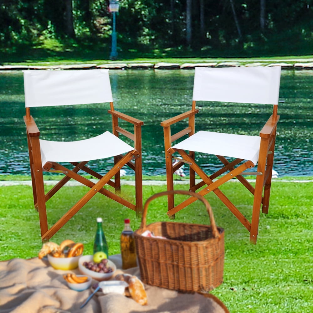enyopro 2pcs Folding Heavy Duty Directors Chairs, Beach Wooden Frame ...