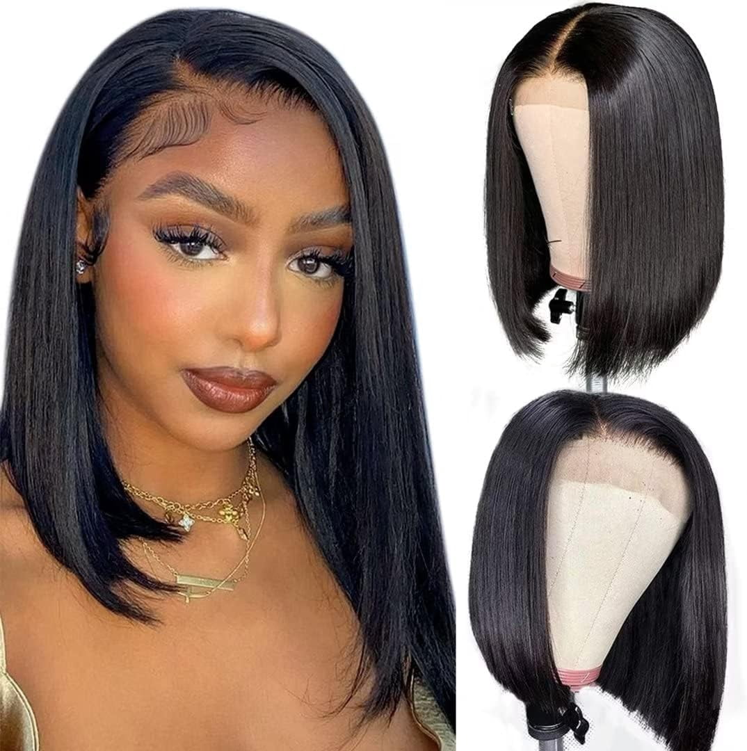 eool 4x4 Closure Bob Wigs Human Hair Transparent Lace Front Human Hair ...