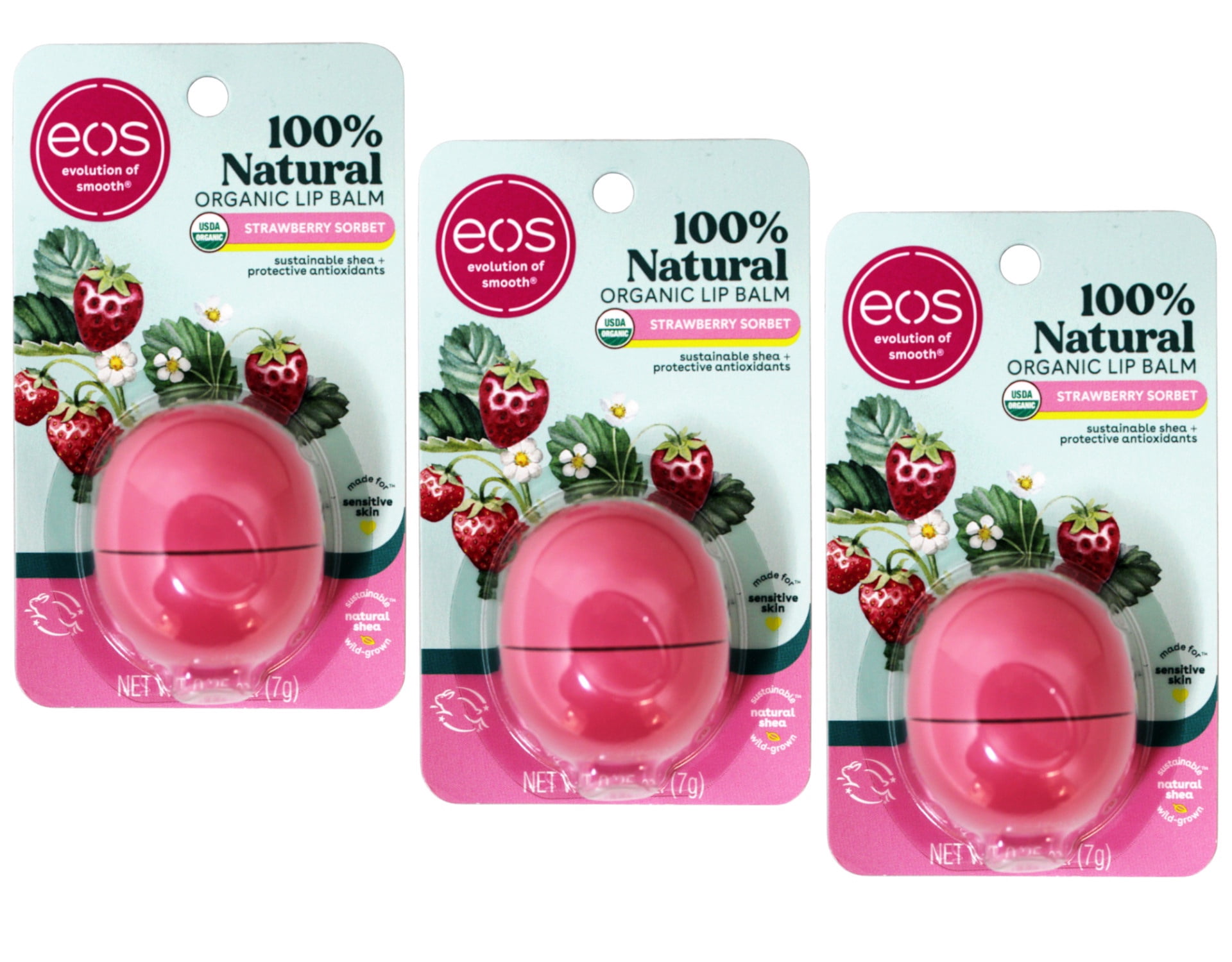 eos 100% Natural & Organic Lip Balm Sphere - Strawberry Sorbet 0.25 oz ...