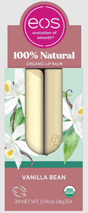 eos 100% Natural & Organic Lip Balm- Vanilla Bean, 0.14 oz, 2-Pack ...